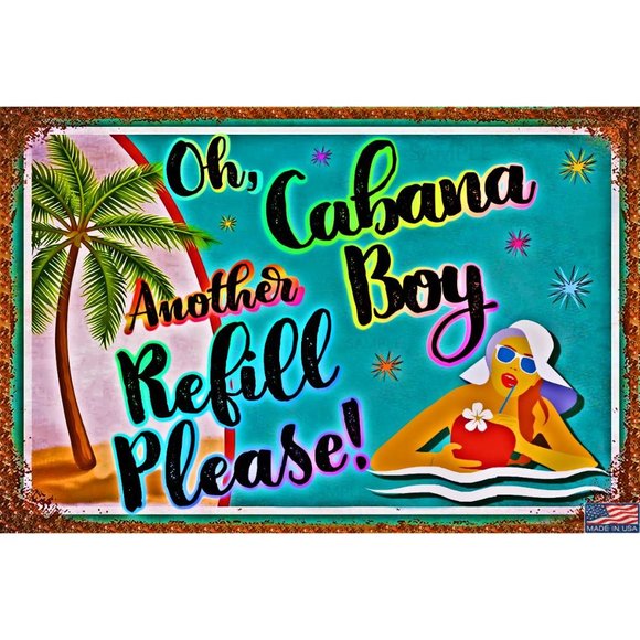 Alotaloha | Wall Decor | 8x2 All Weather Metal Tiki Bar Sign Oh Cabana ...